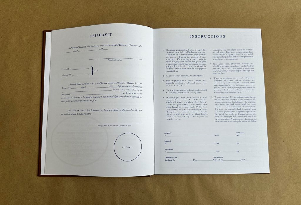 Brown Hardcover Lab Notebook, 208 ruled pages, 8-1/2 x 11” page size ...